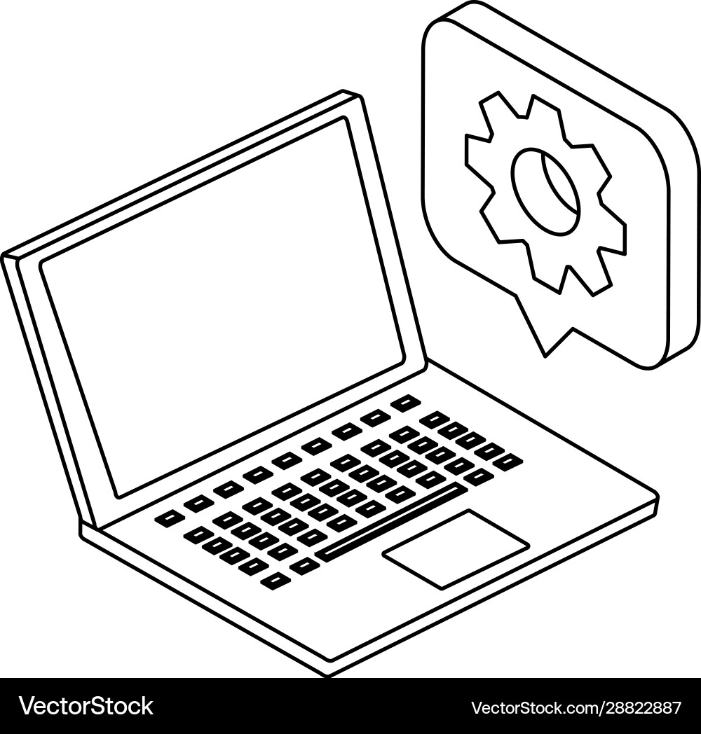 Open laptop on white background Royalty Free Vector Image