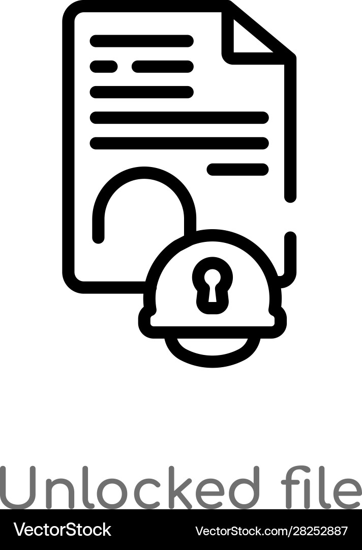 Outline unlocked file icon isolated black simple Vector Image