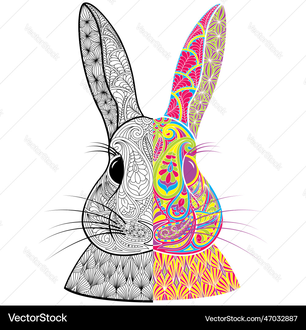 Rabbit head stylized colorful bunny portrait Vector Image