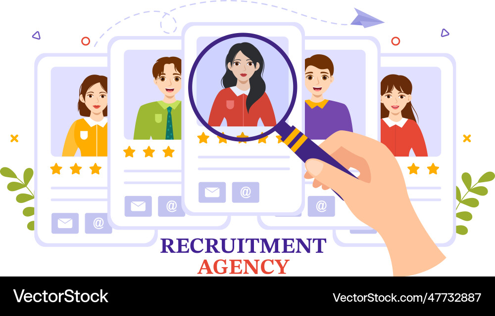 Recruitment agency with managers searching Vector Image