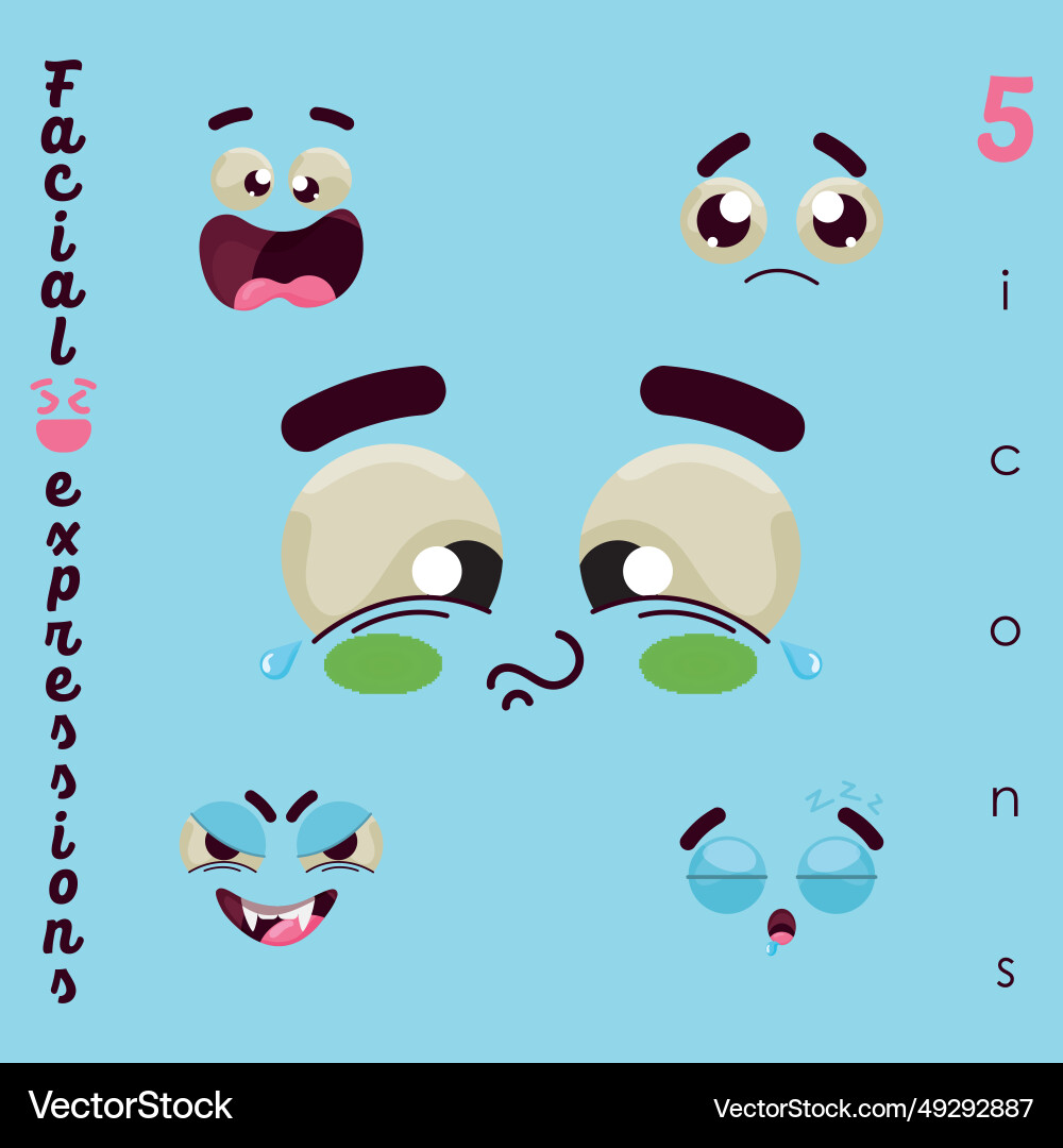 Set of different facial expression Royalty Free Vector Image