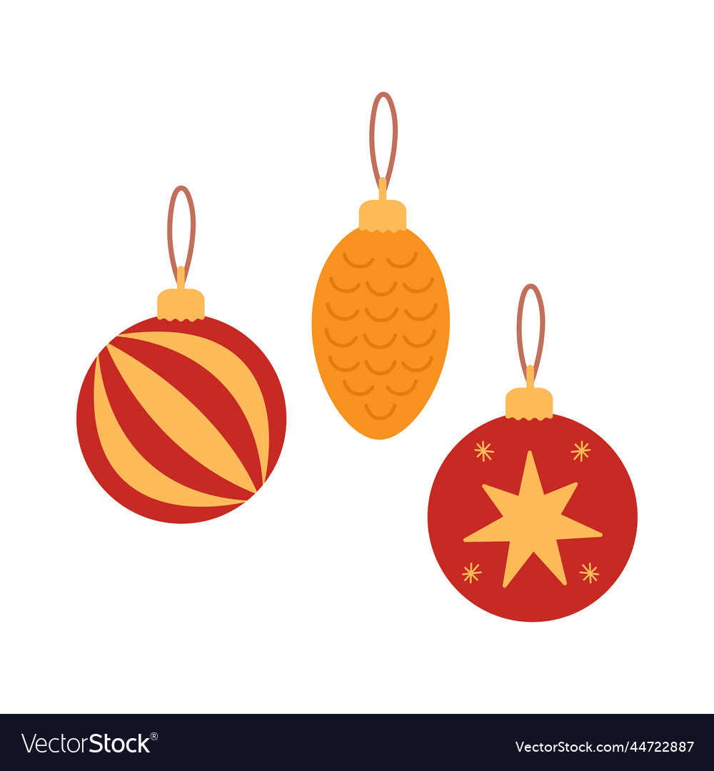 Set of three christmas tree ornaments Royalty Free Vector