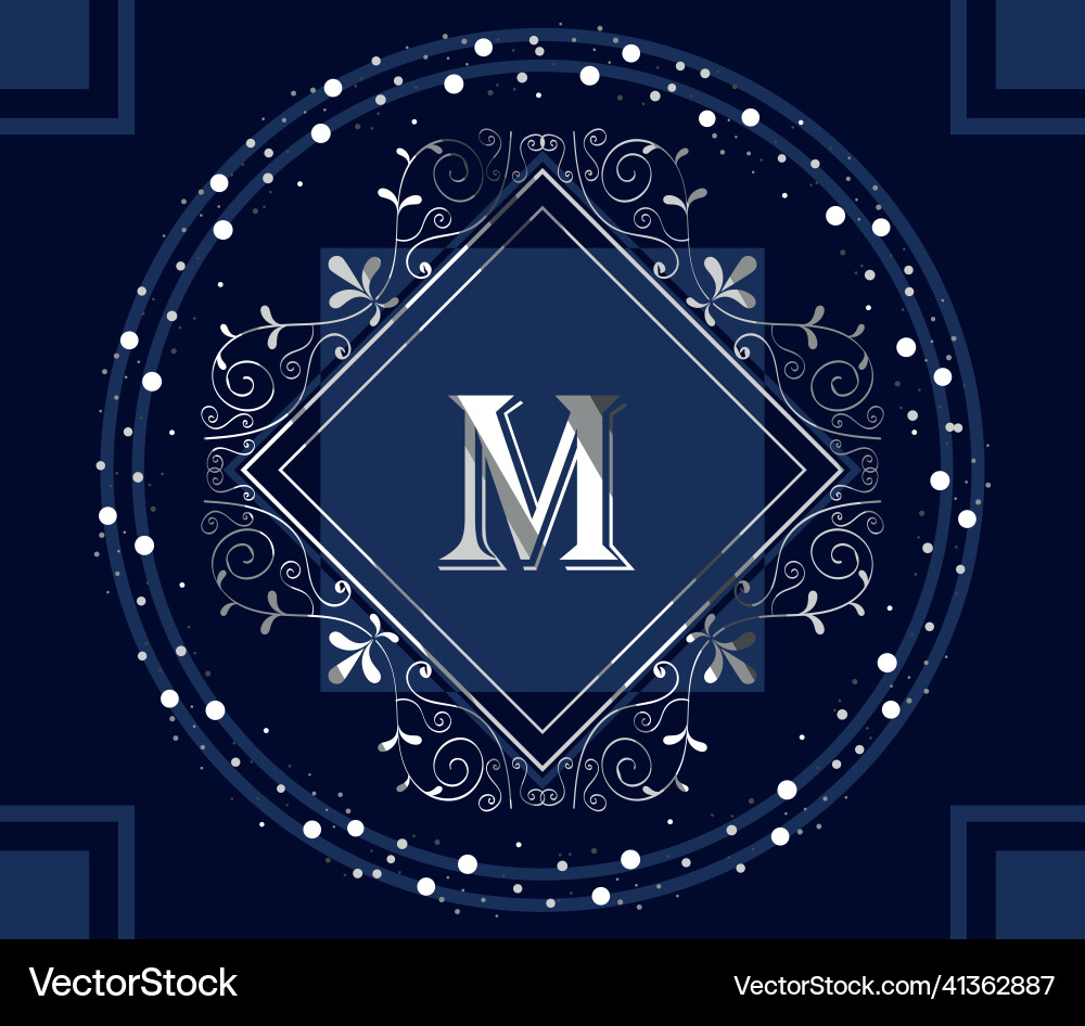 Silver monogram with elegant letter Royalty Free Vector