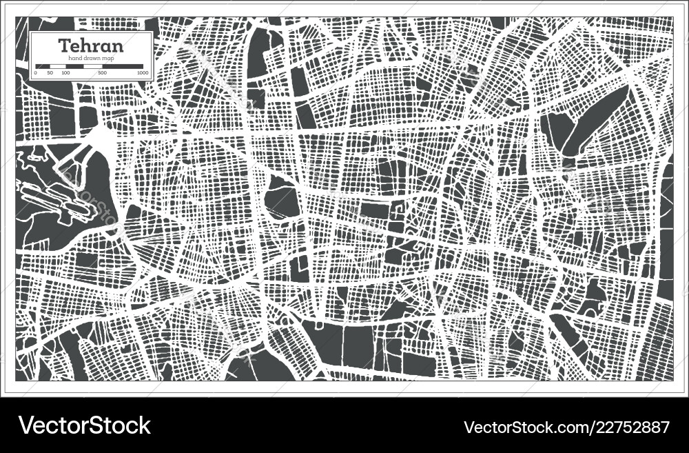 Tehran iran city map in retro style outline map Vector Image