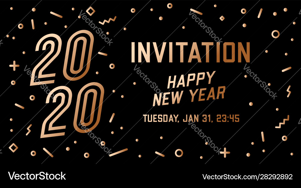 2020 happy new year greeting card Royalty Free Vector Image