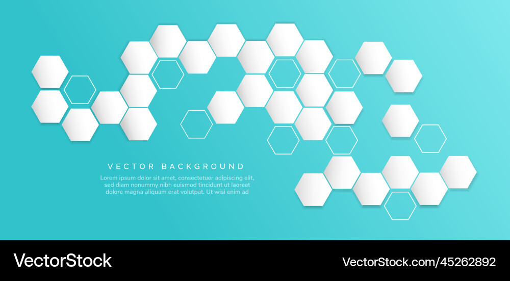 Abstract white hexagon and hexagon lines on blue Vector Image