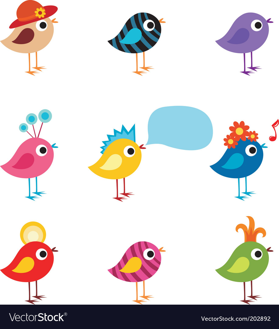 Bird set Royalty Free Vector Image - VectorStock