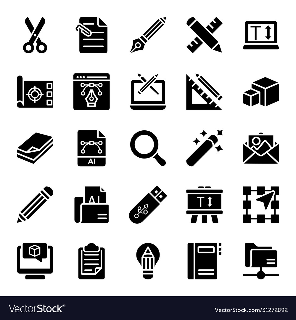Graphics designing icons set Royalty Free Vector Image