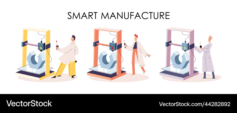 Manufacturing process at automated production Vector Image