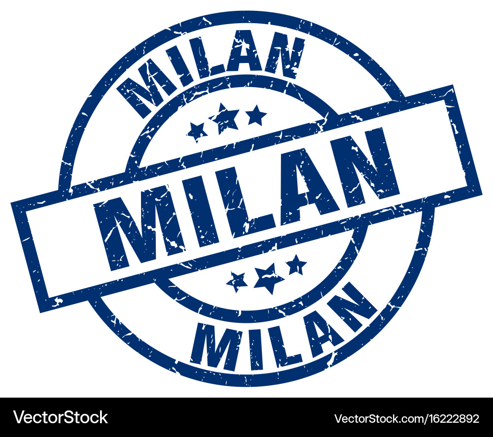 Milan blue round grunge stamp Royalty Free Vector Image