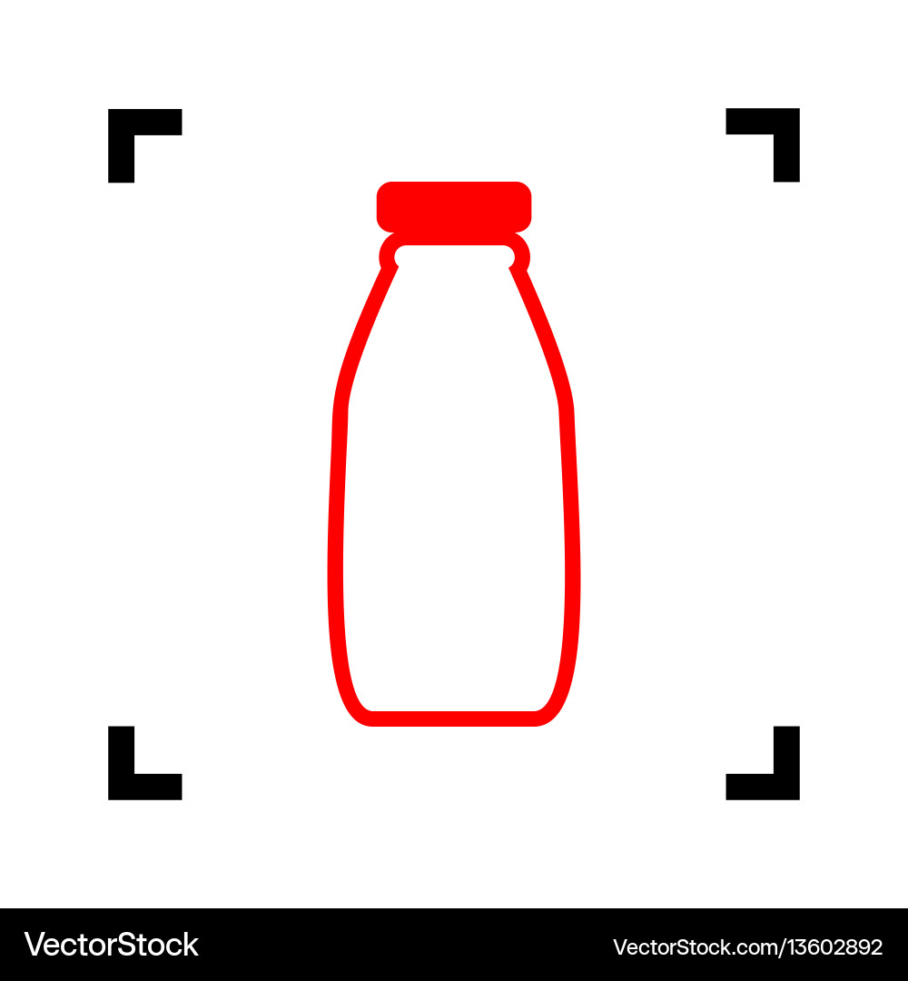 Milk bottle sign red icon inside black Royalty Free Vector