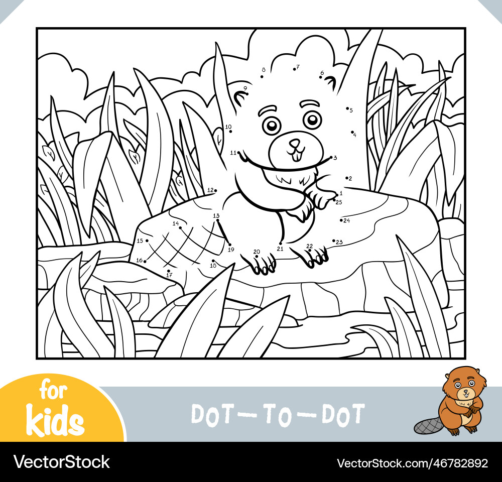 Numbers game education game for children beaver Vector Image