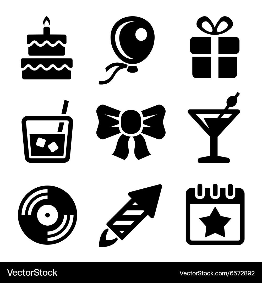 Party and birthday icons set Royalty Free Vector Image