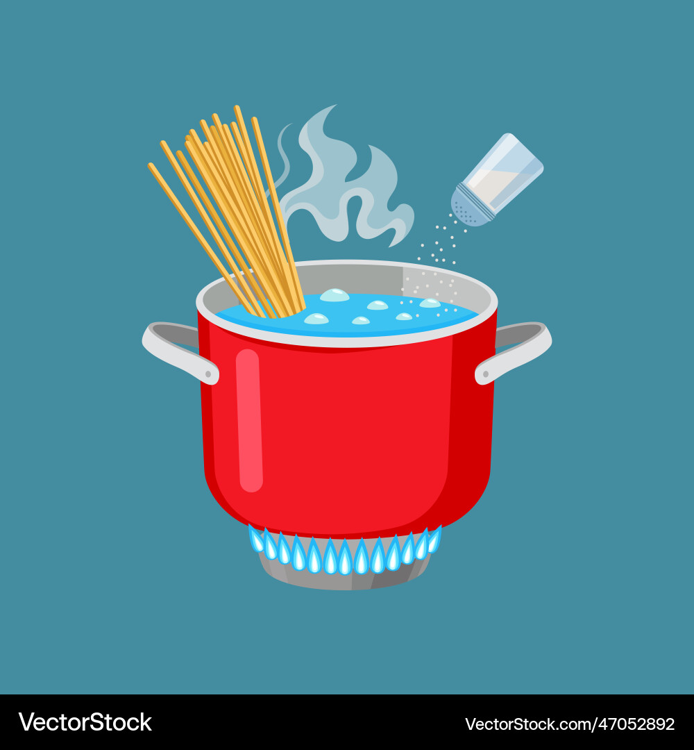 Pasta in boiling water being salted isolated Vector Image
