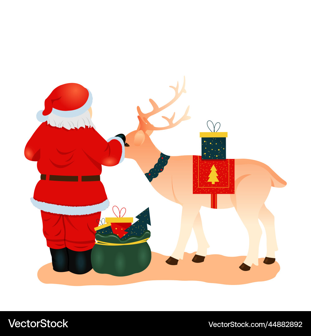 Santa claus with a reindeer Royalty Free Vector Image