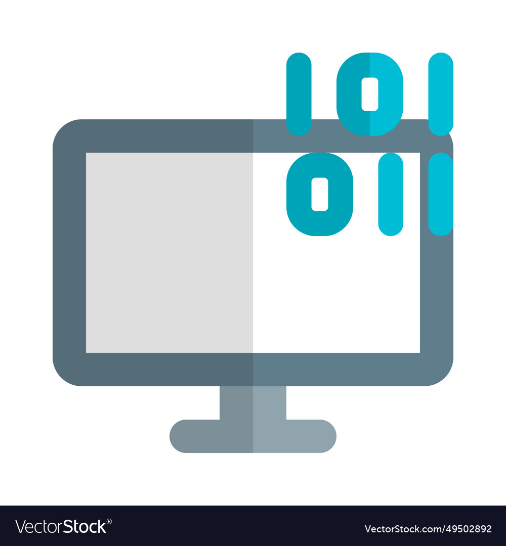 Showing data in binary format on monitor Vector Image
