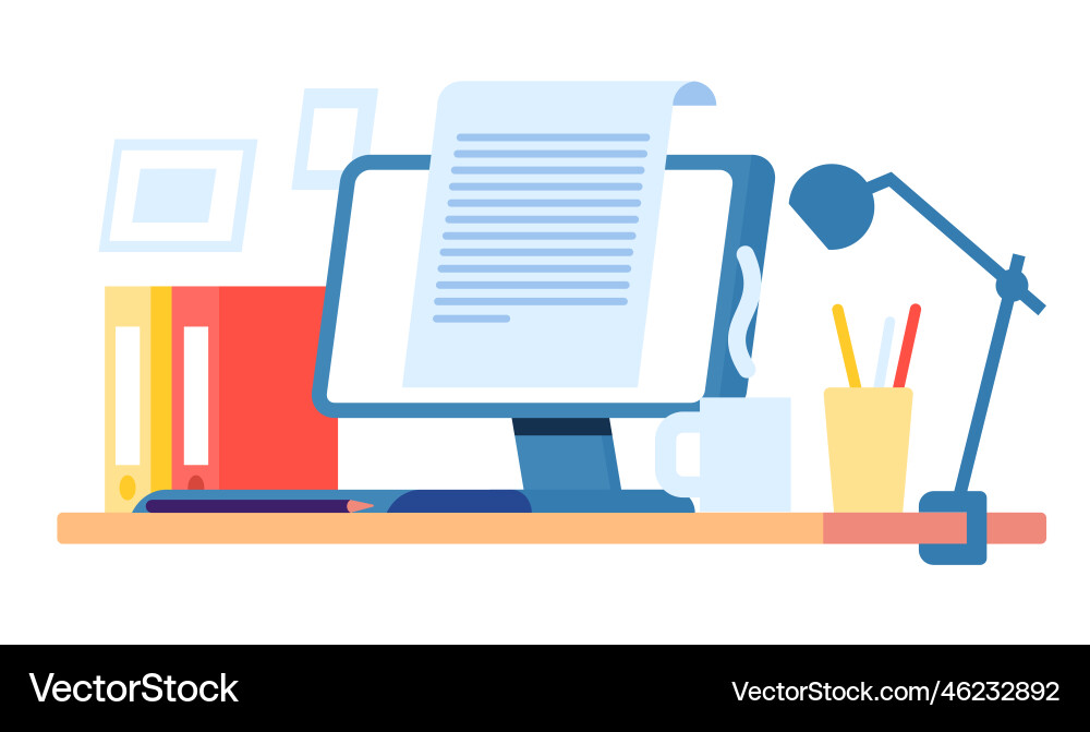 Workplace of writer copywriter and editor work Vector Image