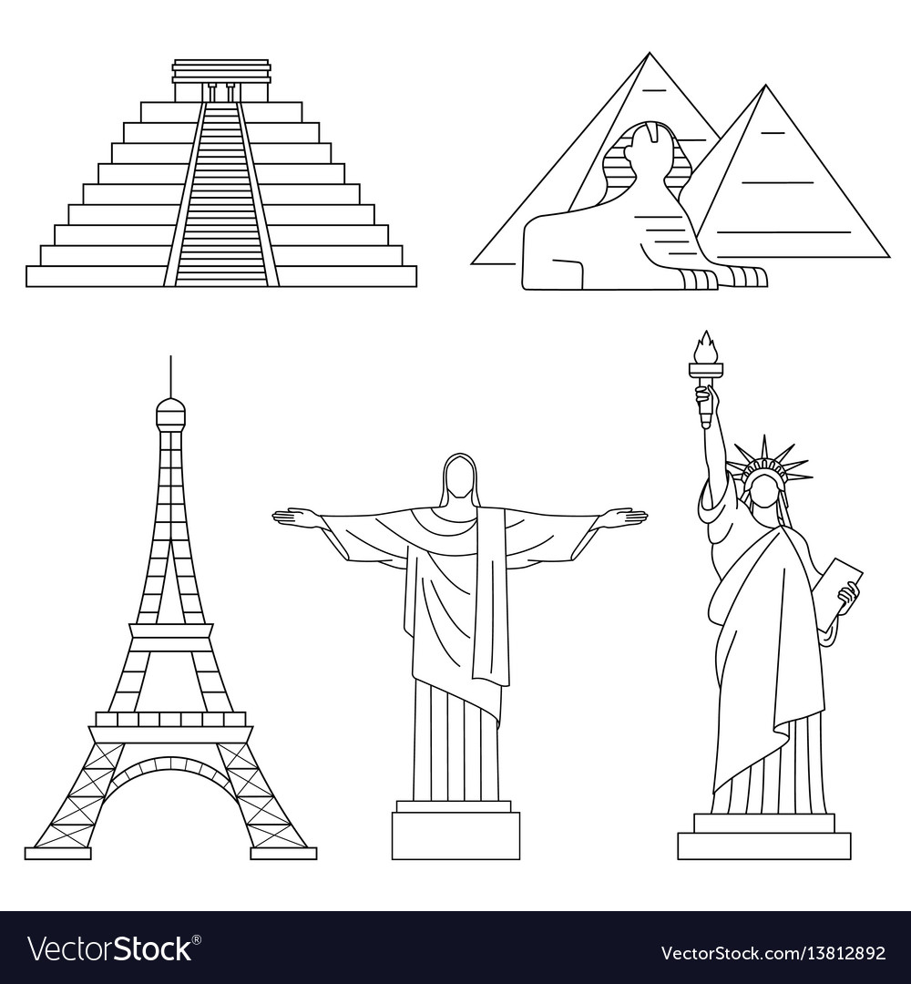 World landmarks eiffel tower statue of liberty Vector Image
