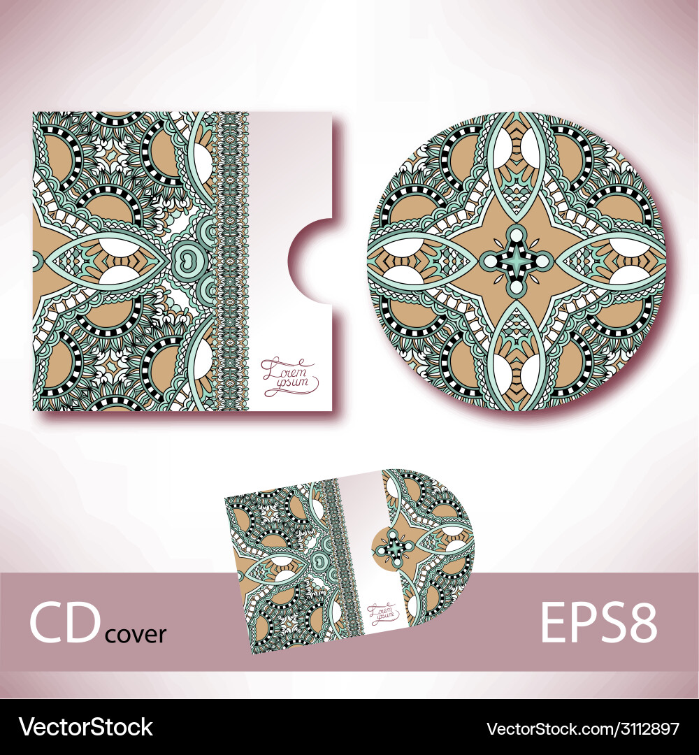 Cd cover design template with ukrainian ethnic Vector Image
