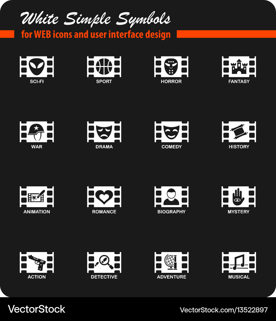 Cinema genre icon set Royalty Free Vector Image