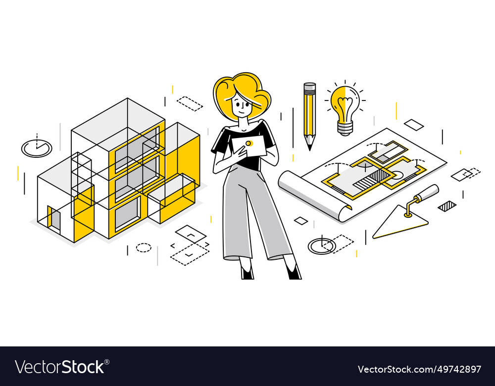 Construction engineer working on a project Vector Image