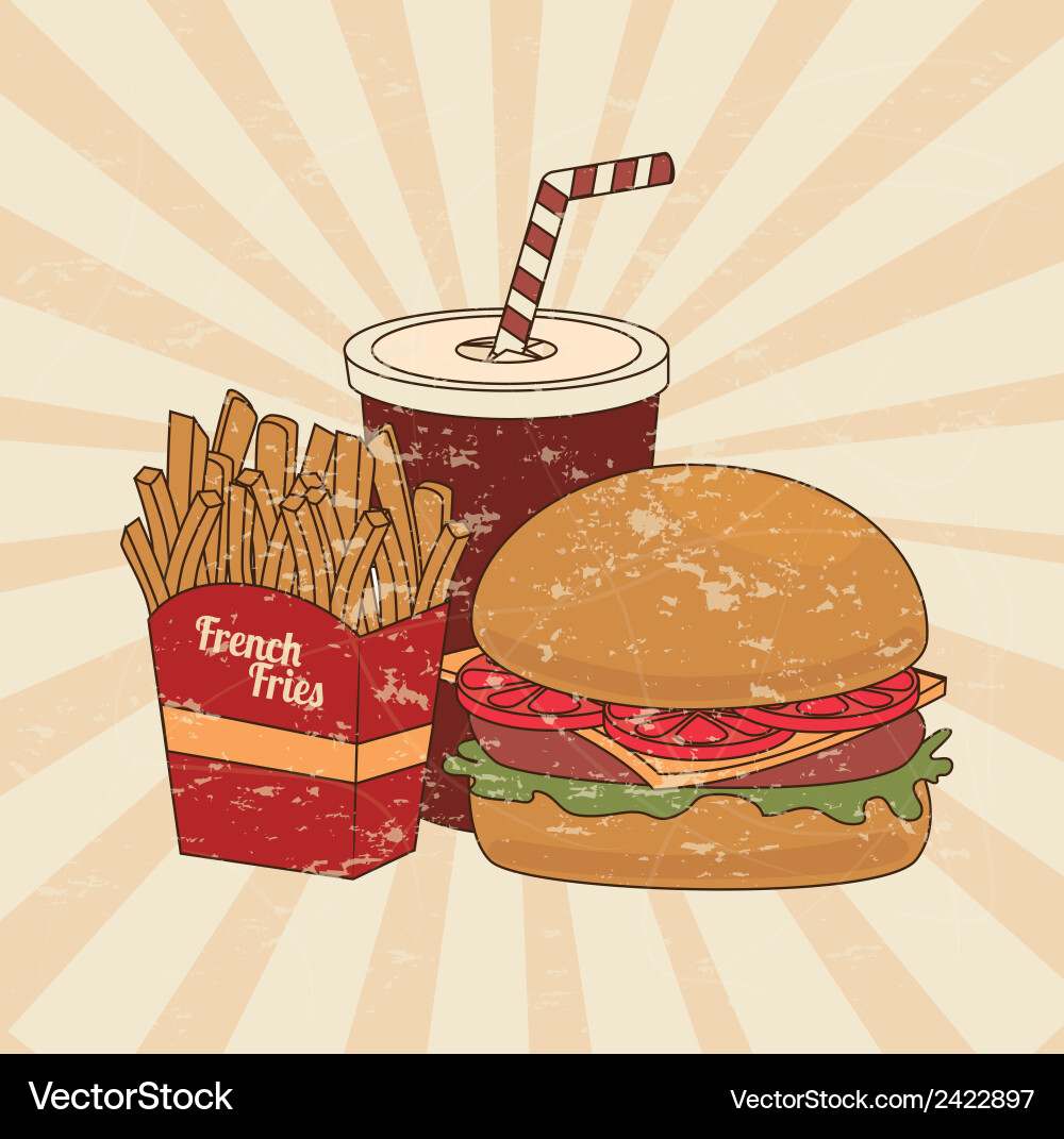 Fast food over pink background Royalty Free Vector Image