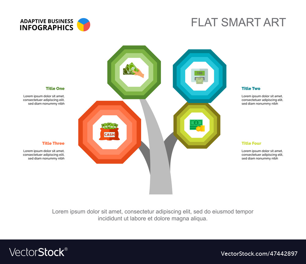 Four tree branches plan slide template Royalty Free Vector