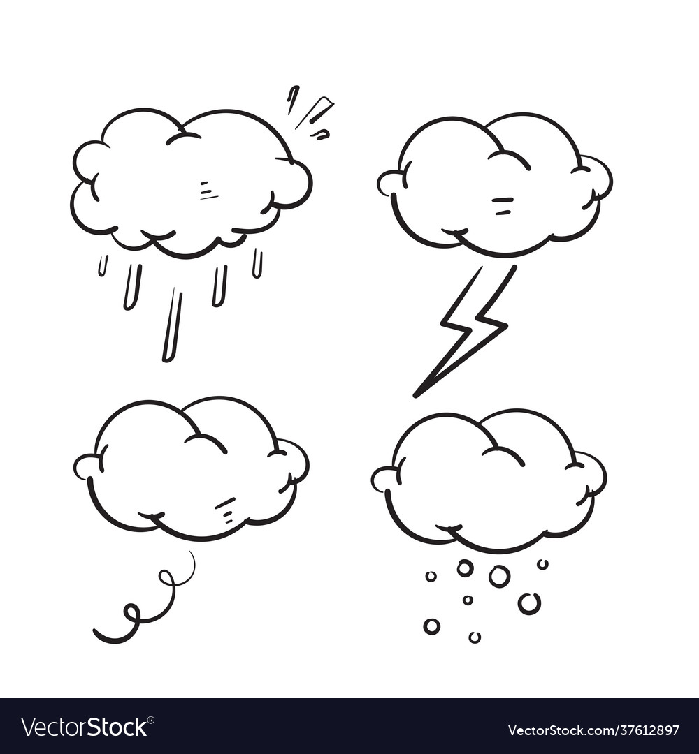 Hand drawn doodle cloud weather isolated Vector Image