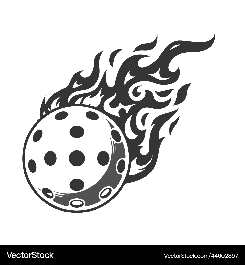 Hot pickleball fire logo silhouette Royalty Free Vector