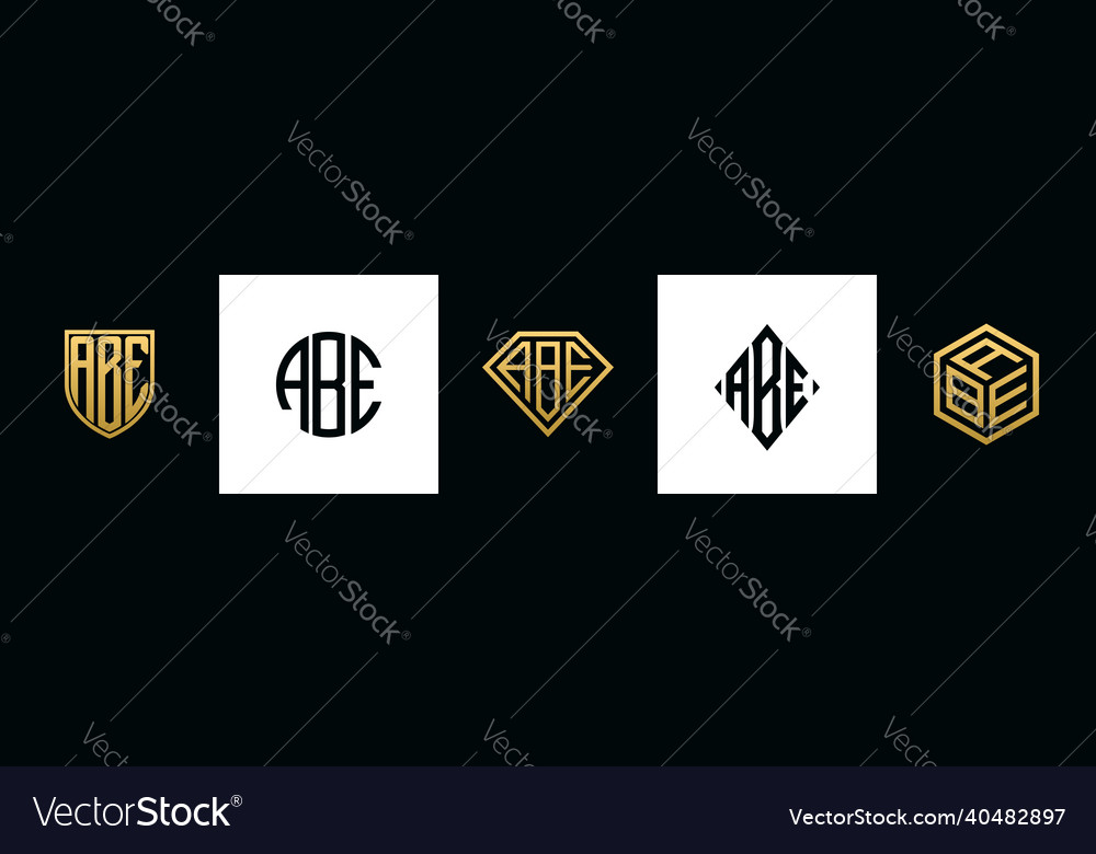 Initial letters abe logo designs bundle Royalty Free Vector
