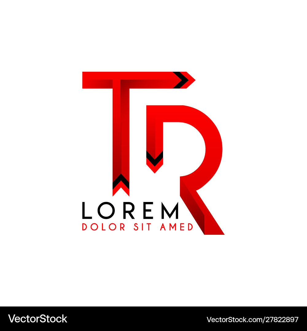 Initial logo tr uppercase red black ribbon simple Vector Image