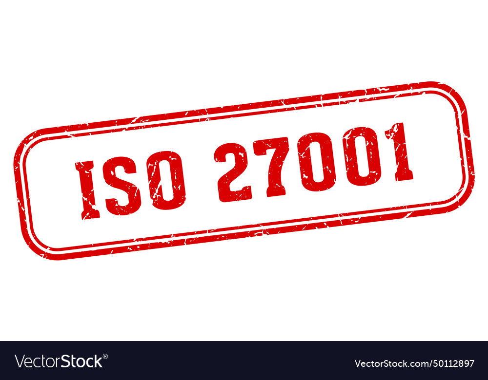 Iso 27001 stamp rectangular Royalty Free Vector Image
