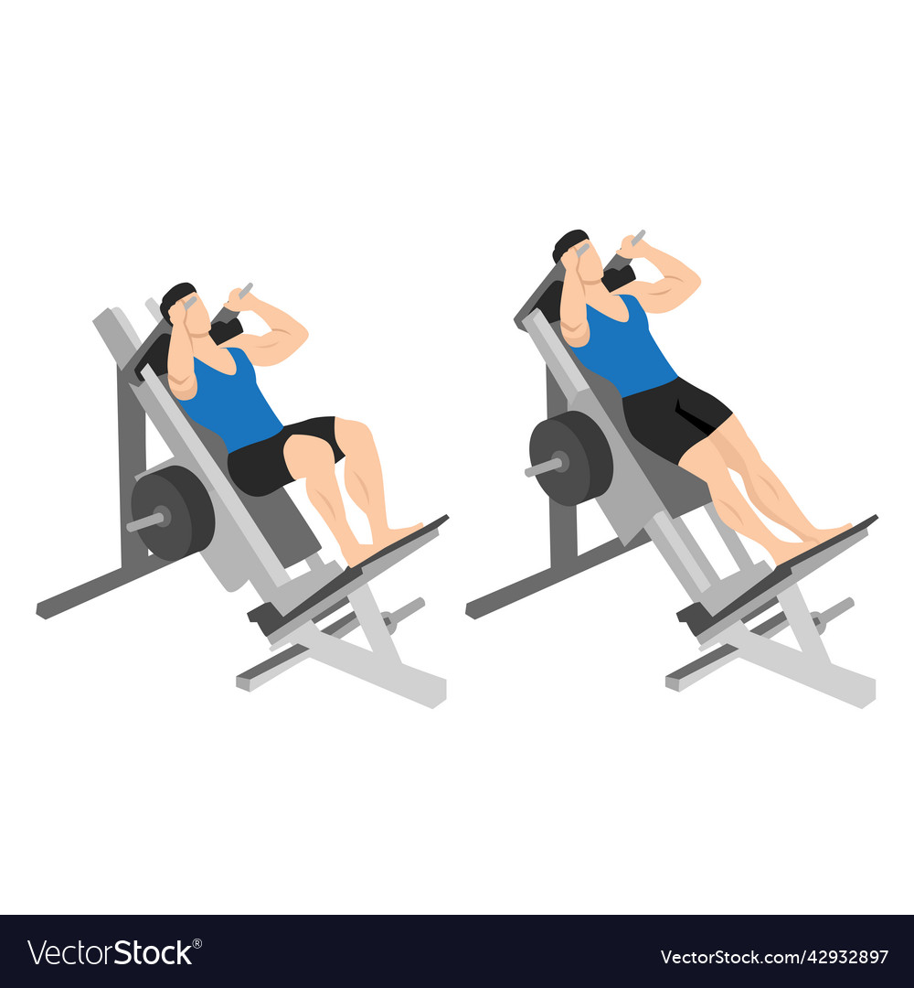 Man doing hack squat exercise flat Royalty Free Vector Image