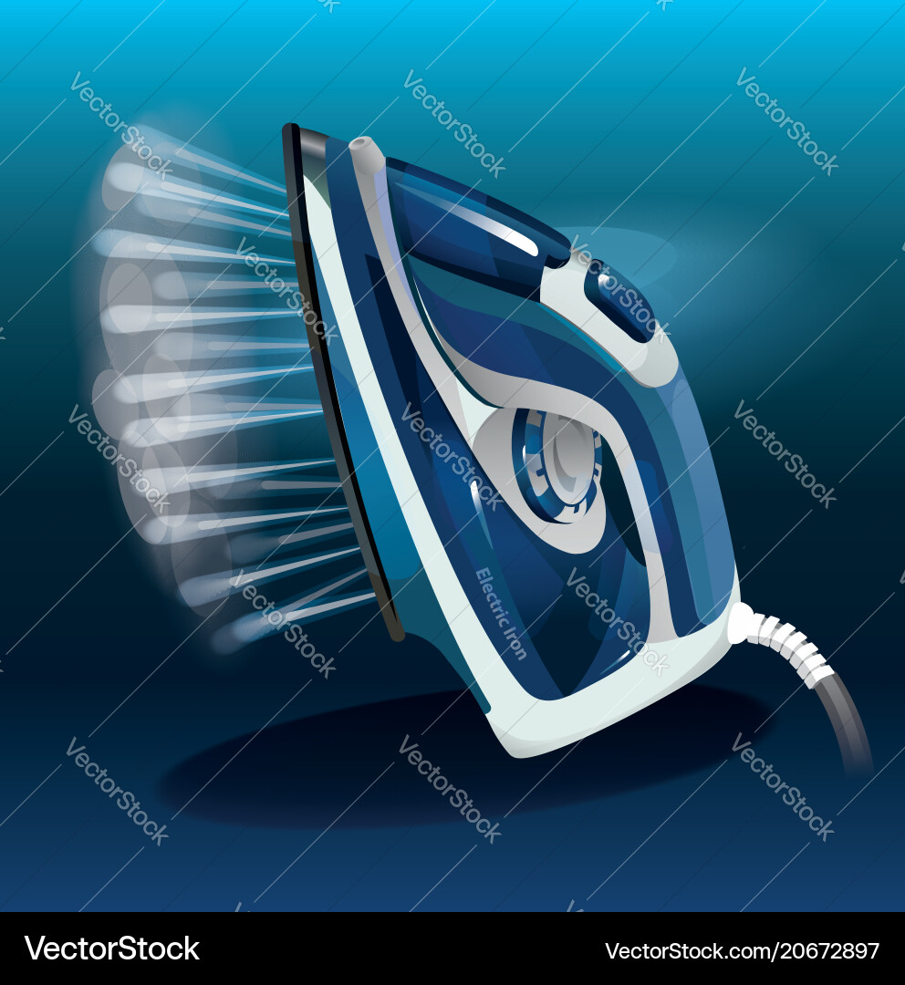 Modern electric iron with steam Royalty Free Vector Image