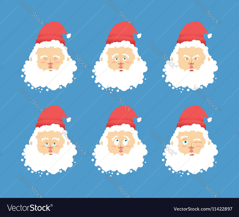 Santa claus emotions set christmas character Vector Image