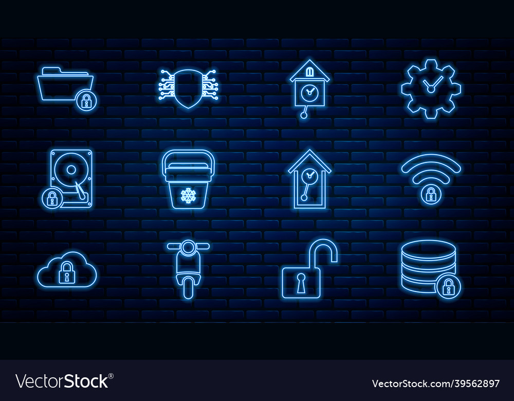 Set line server security with lock wifi locked Vector Image