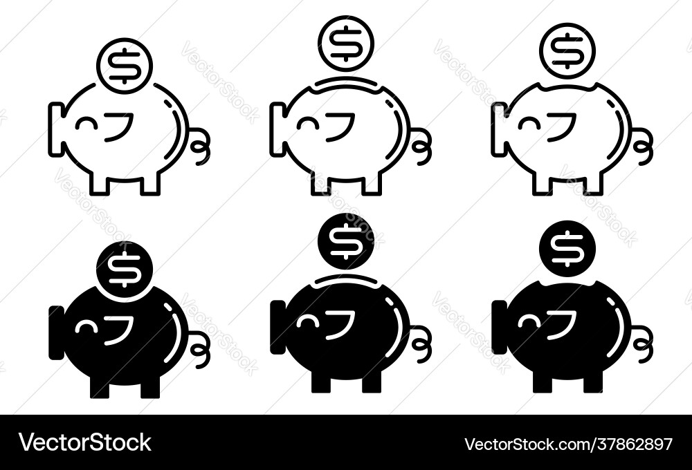 Set money box signs 1 Royalty Free Vector Image