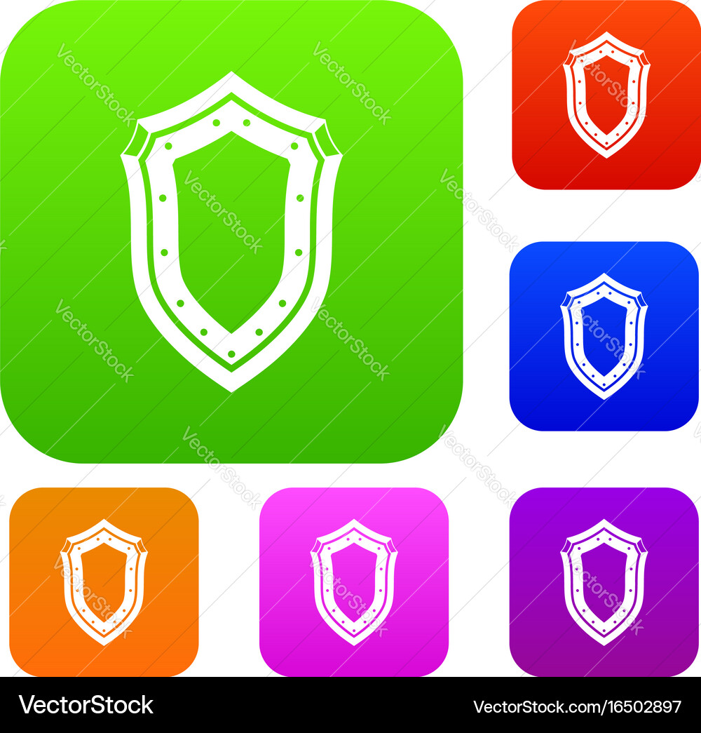 Shield set collection Royalty Free Vector Image