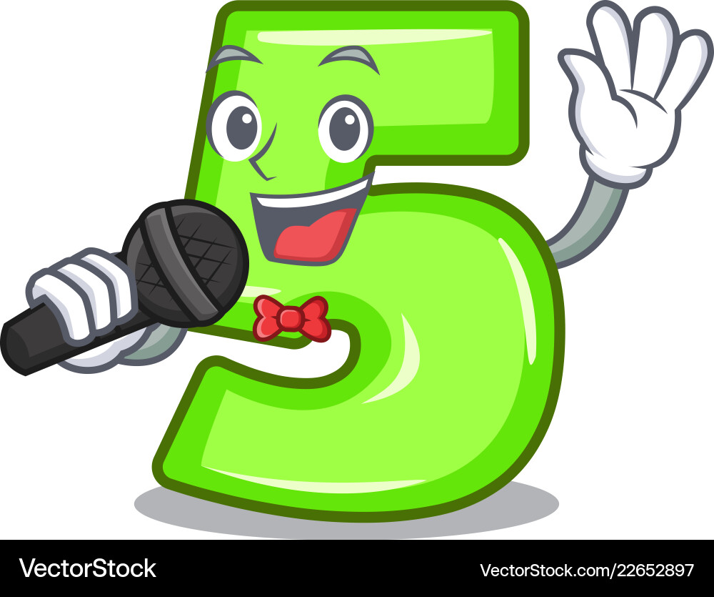 Singing number five isolated on the mascot Vector Image
