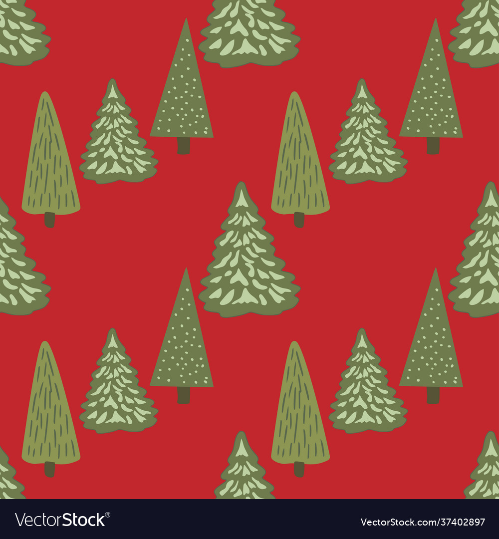 Winter tree seamless pattern Royalty Free Vector Image