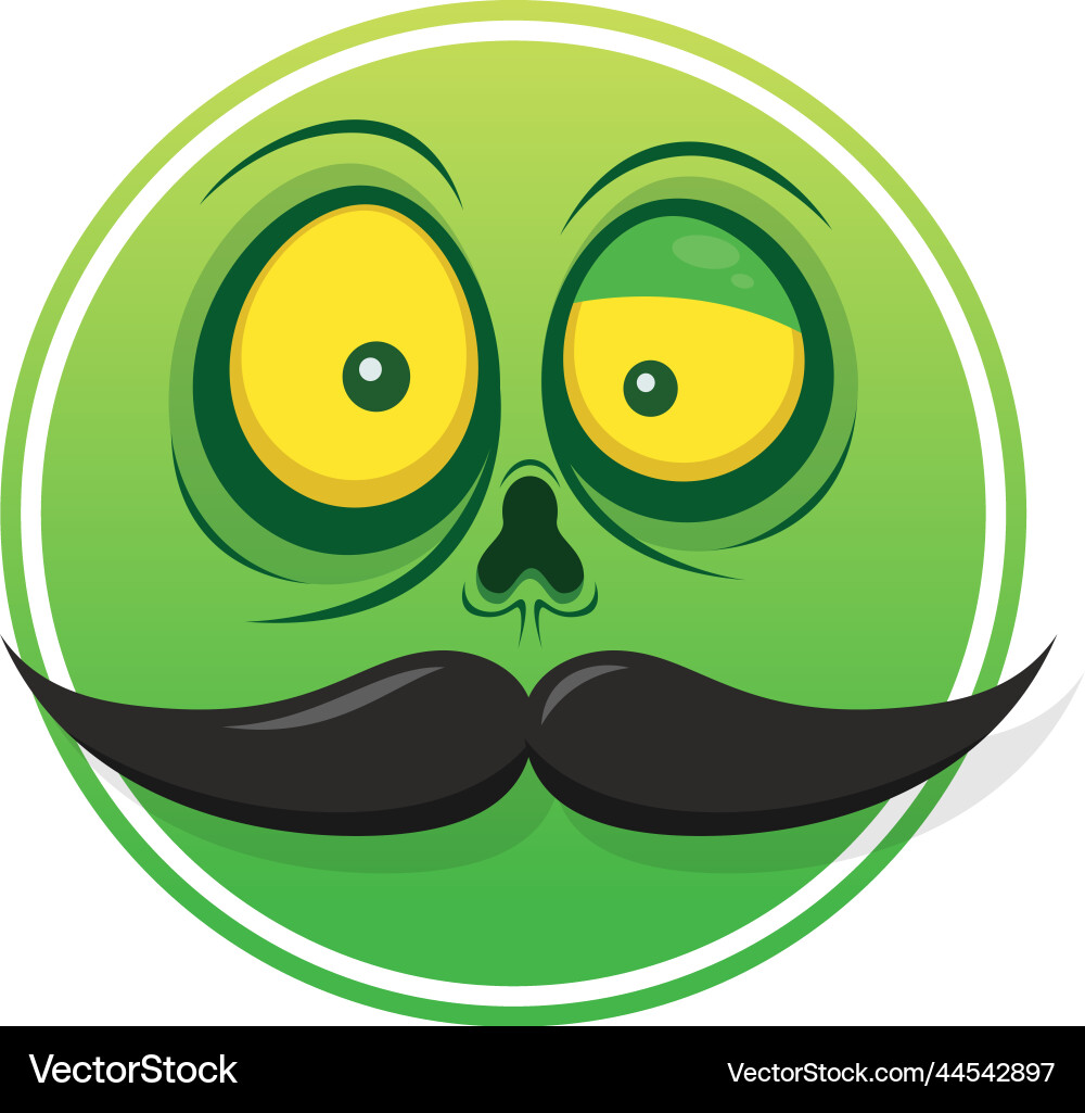 Zombie face emoji mustache design Royalty Free Vector Image