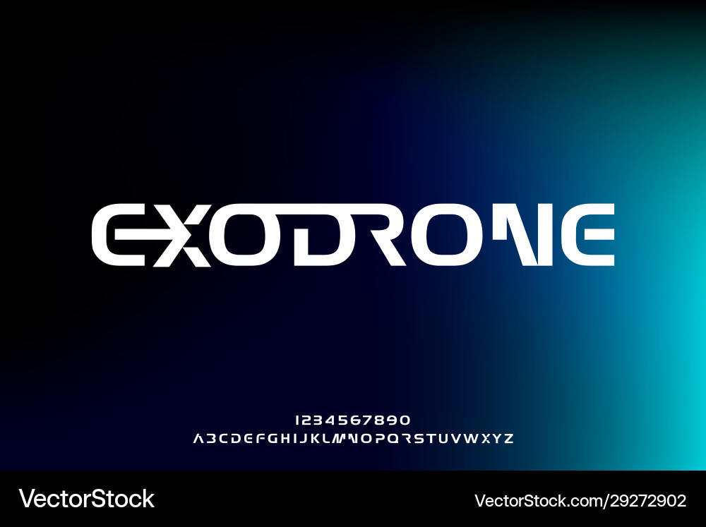 Alphabet font futuristic digital space typography Vector Image