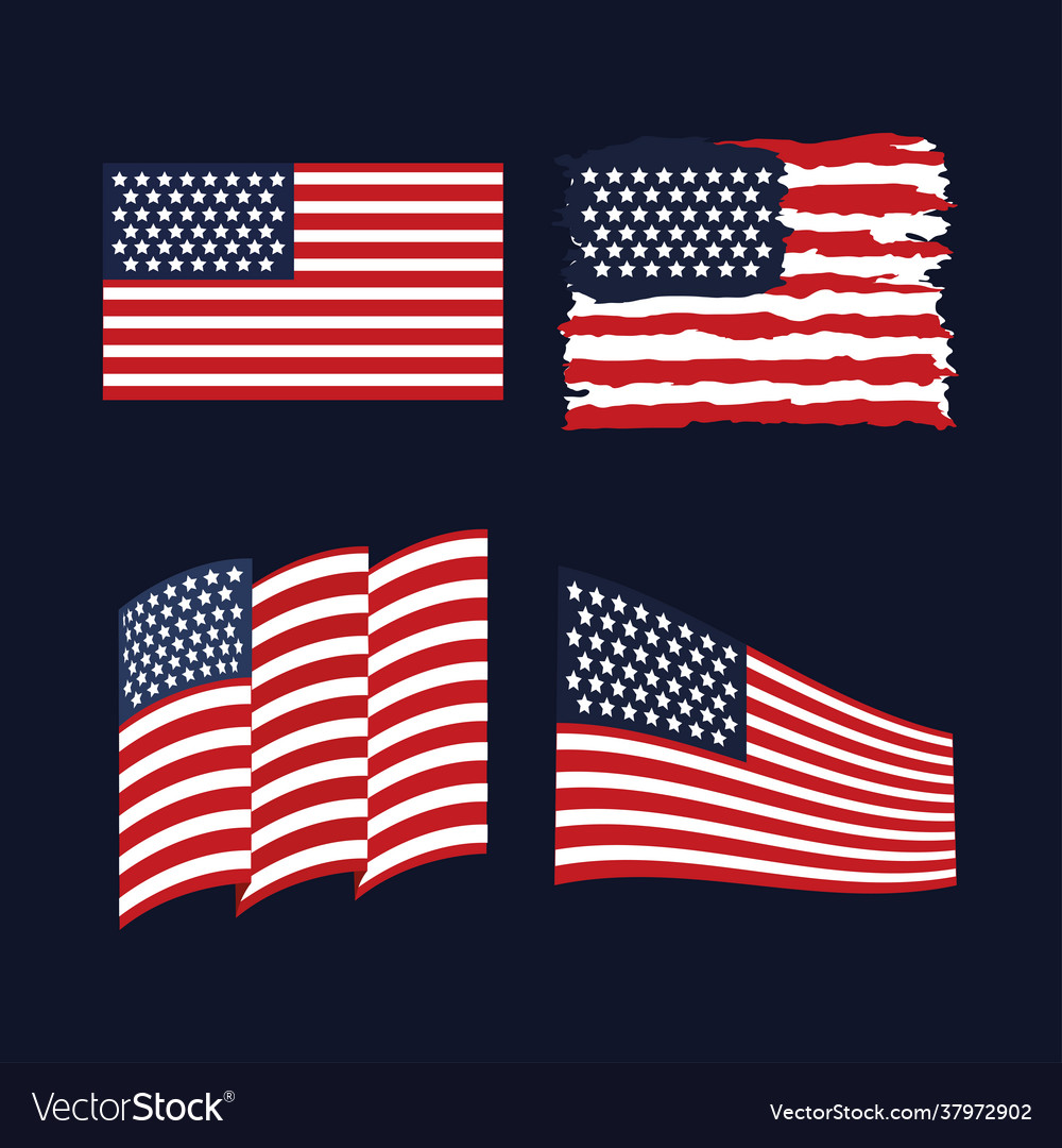 American flags set Royalty Free Vector Image - VectorStock