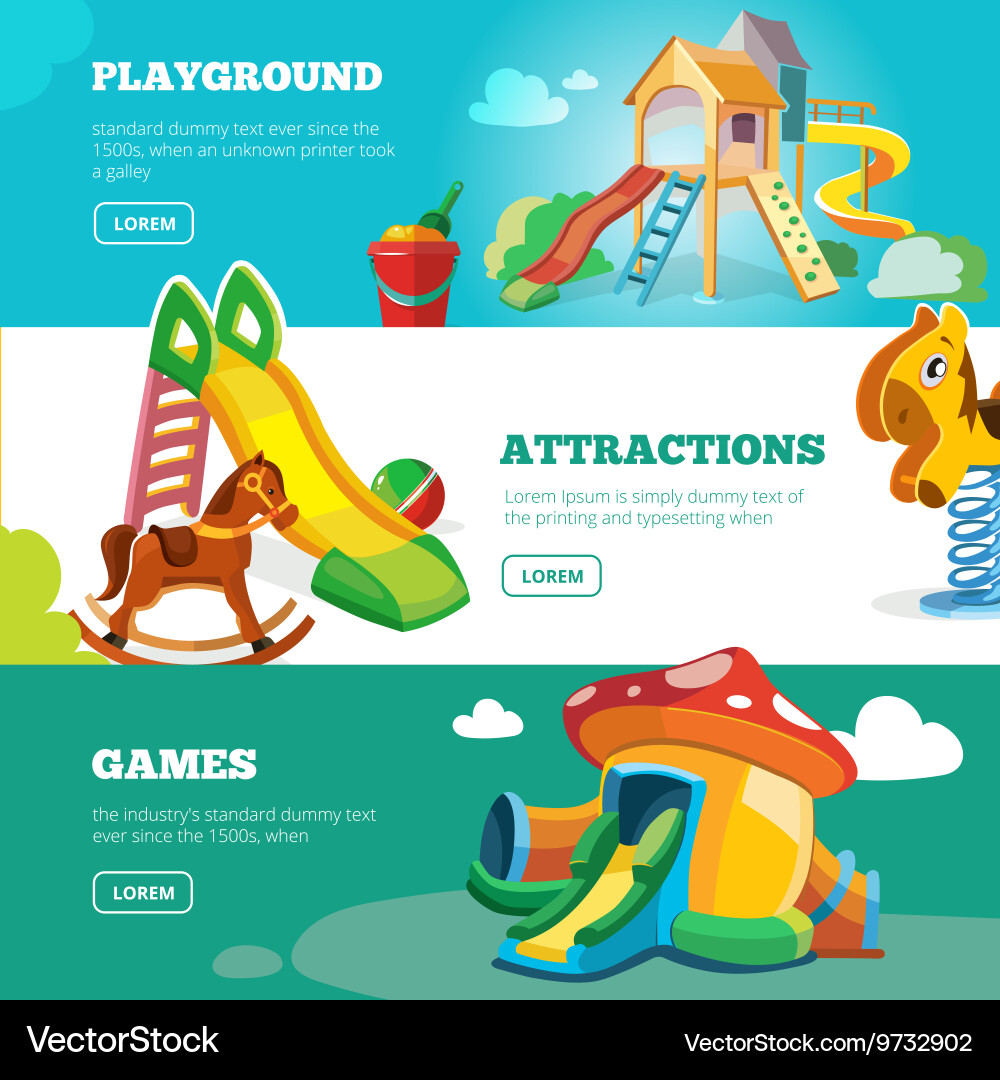 Banners set of children playground Royalty Free Vector Image