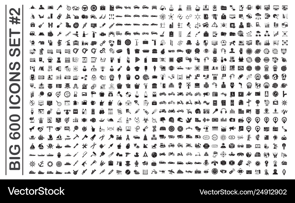 Big 600 icons set on background for graphic Vector Image