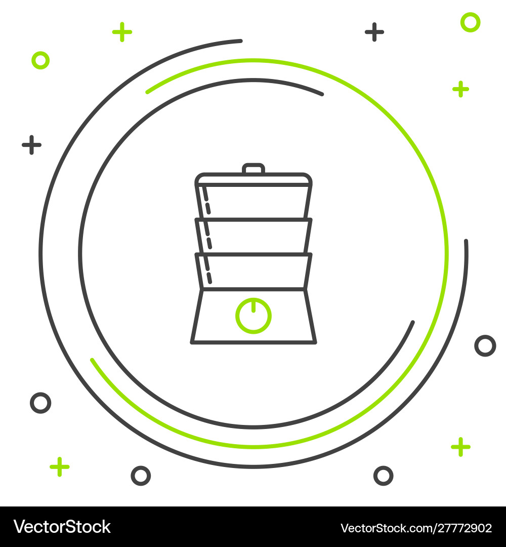 Black and green line double boiler icon isolated Vector Image