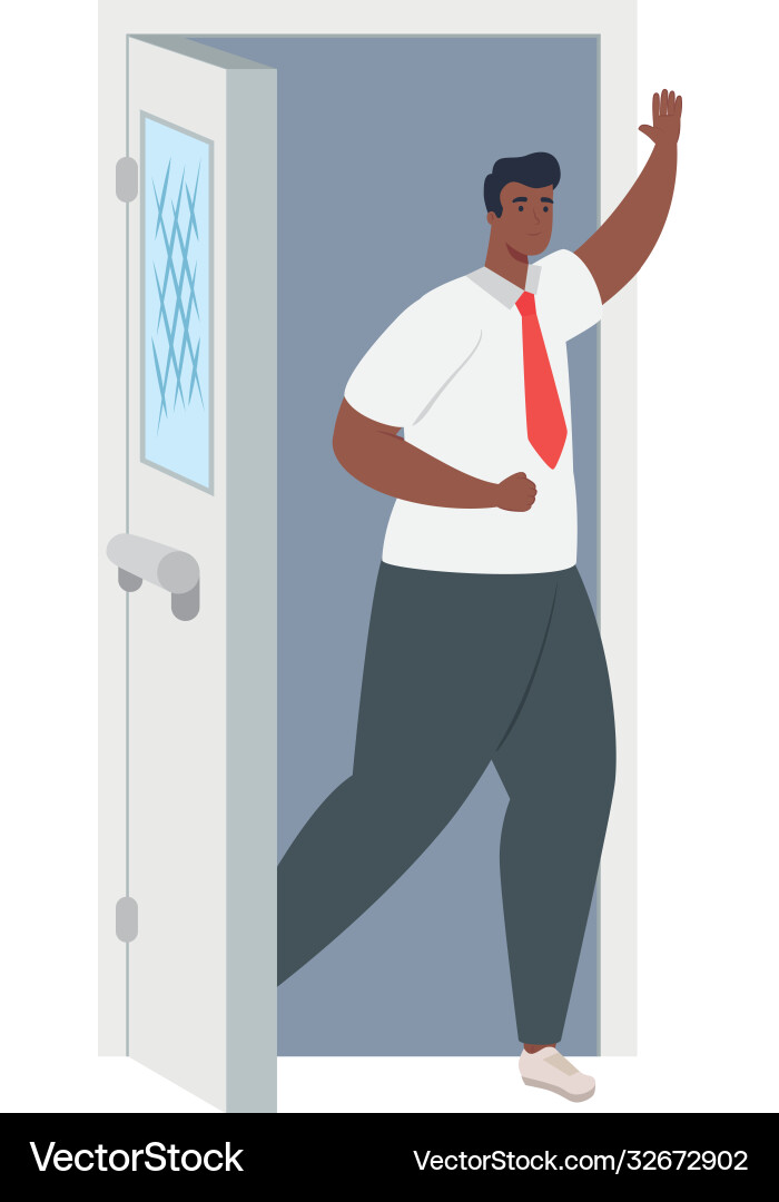 Businessman avatar at door design Royalty Free Vector Image