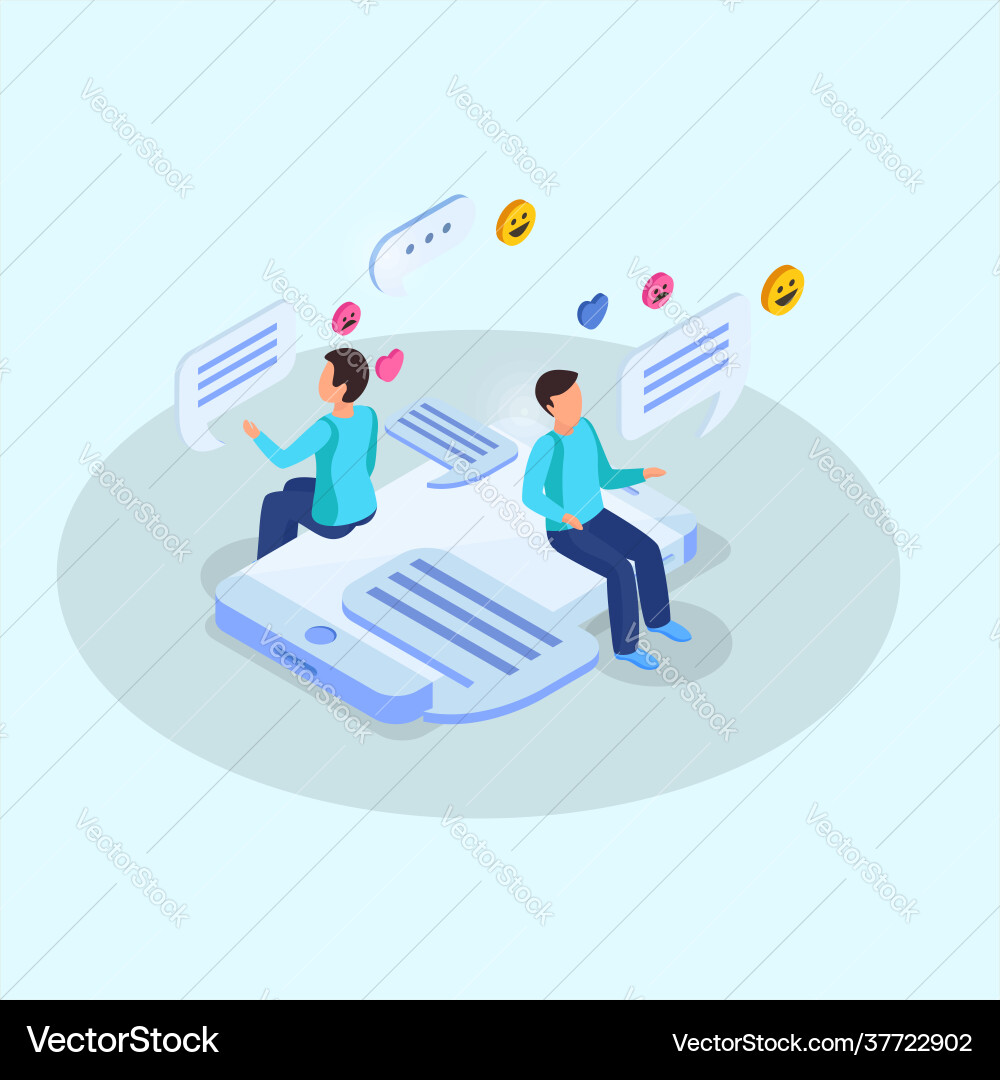 Chatting people isometric 3d design Royalty Free Vector