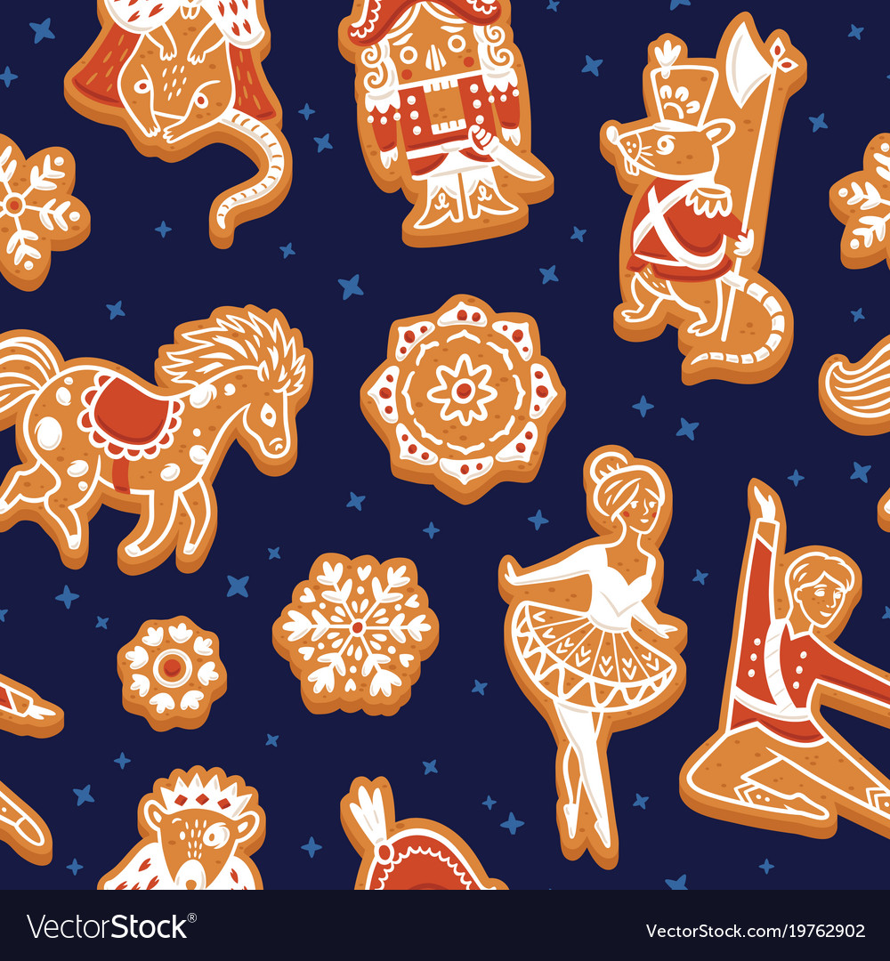 Christmas gingerbread seamless pattern with Vector Image Christmas gingerbread seamless pattern with Vector Image