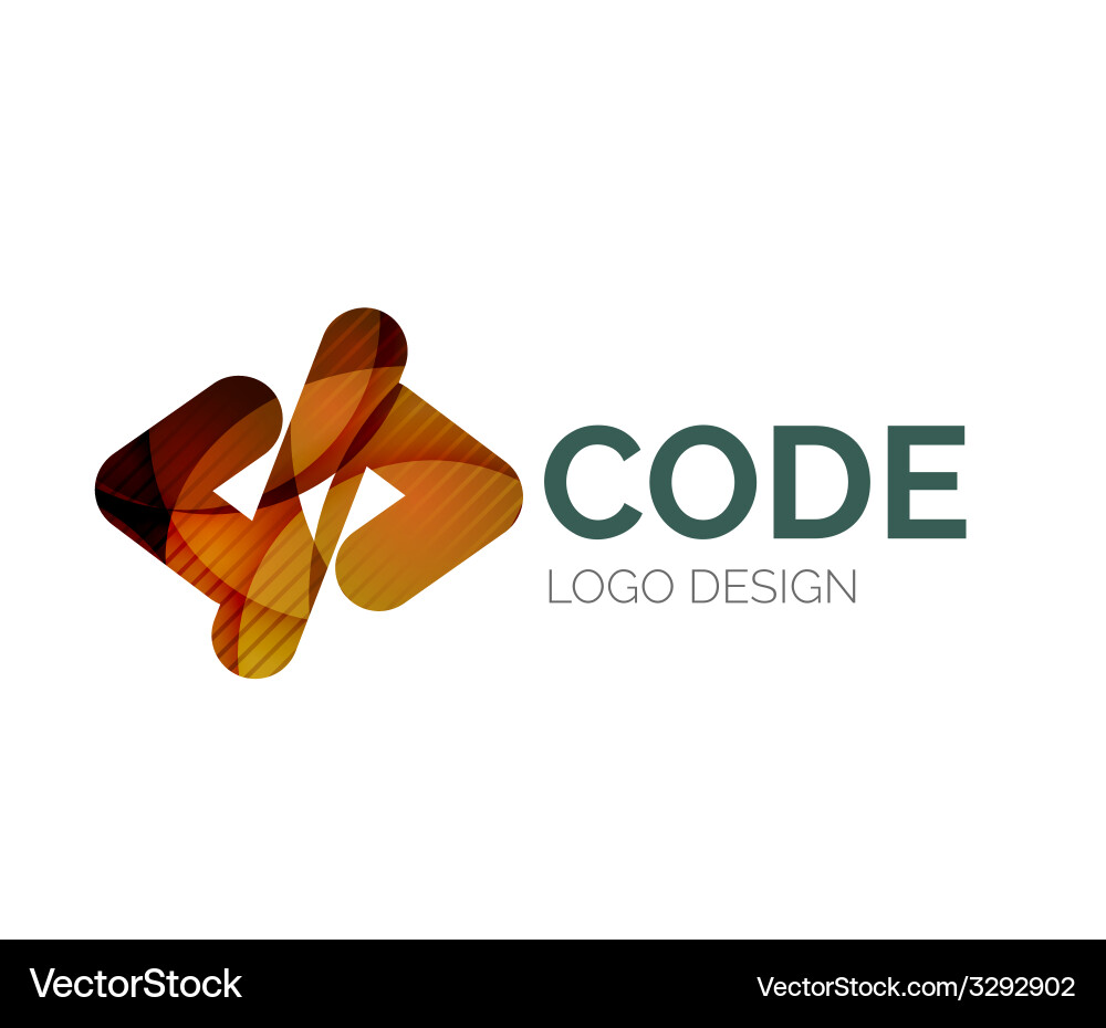 Code icon logo design made color pieces Royalty Free Vector